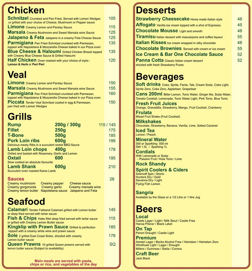 FRATELLI - SOUTH AFRICAN ITALIAN RESTAURANT - FRATELLI -Fratelli ...